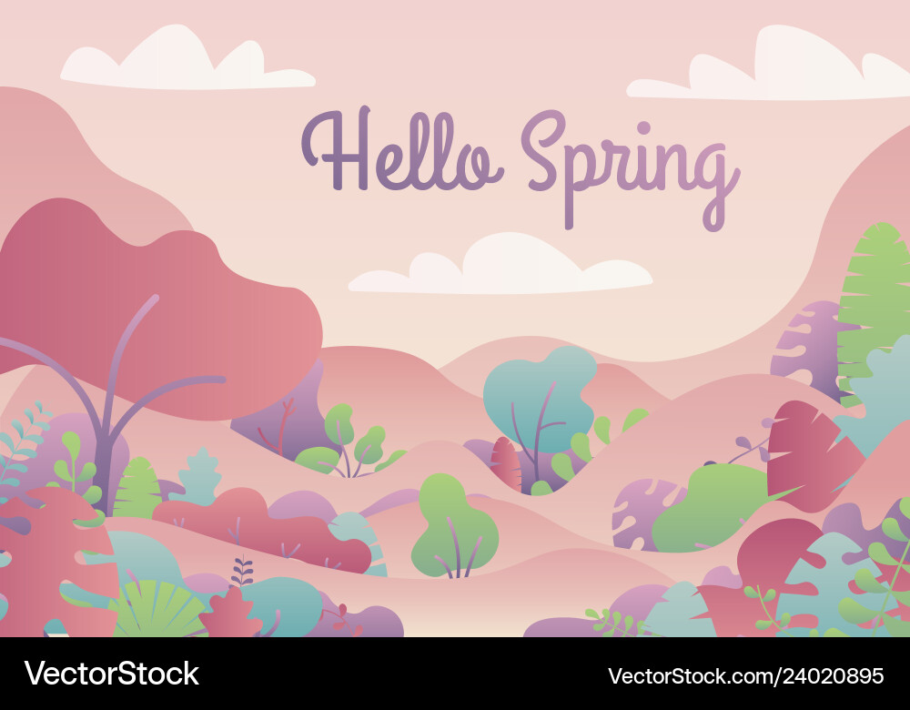 Hello spring card Royalty Free Vector Image - VectorStock