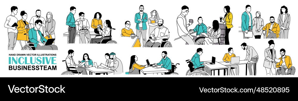 Inclusive business team isolated on white Vector Image