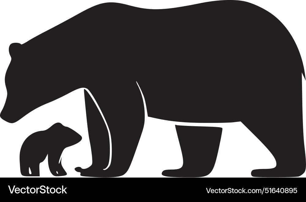 Mama bear - black and white Royalty Free Vector Image
