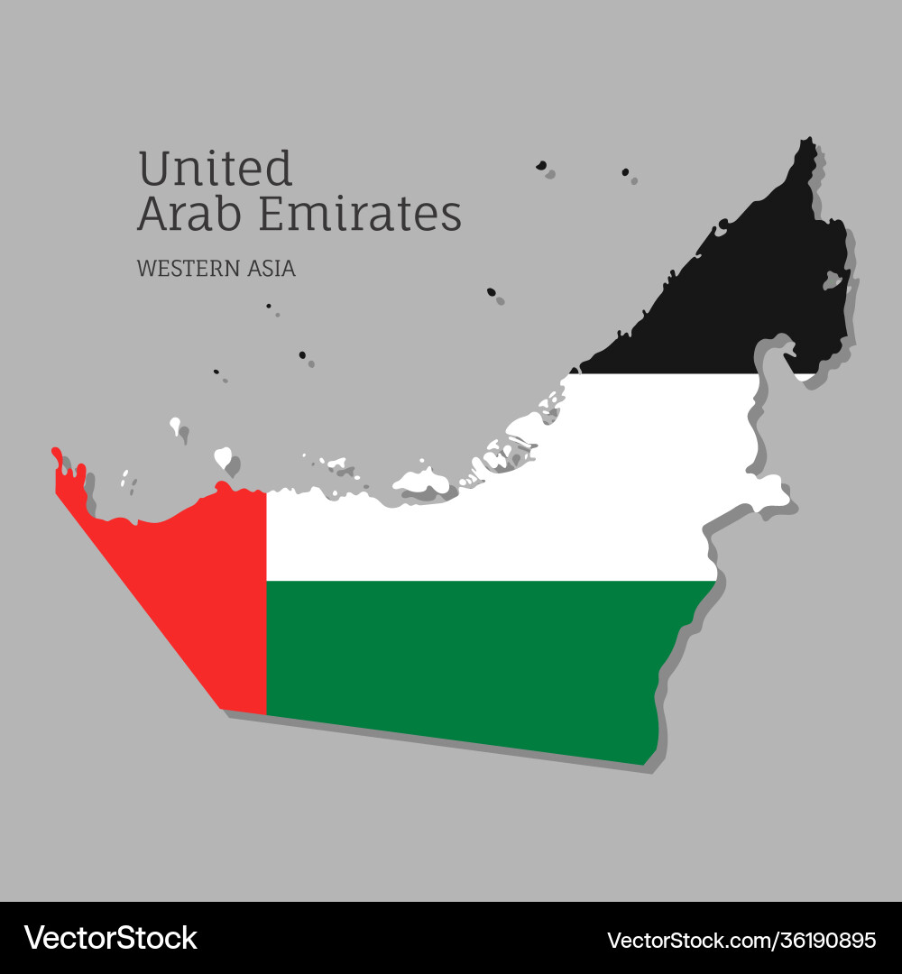 Map uae with national flag Royalty Free Vector Image