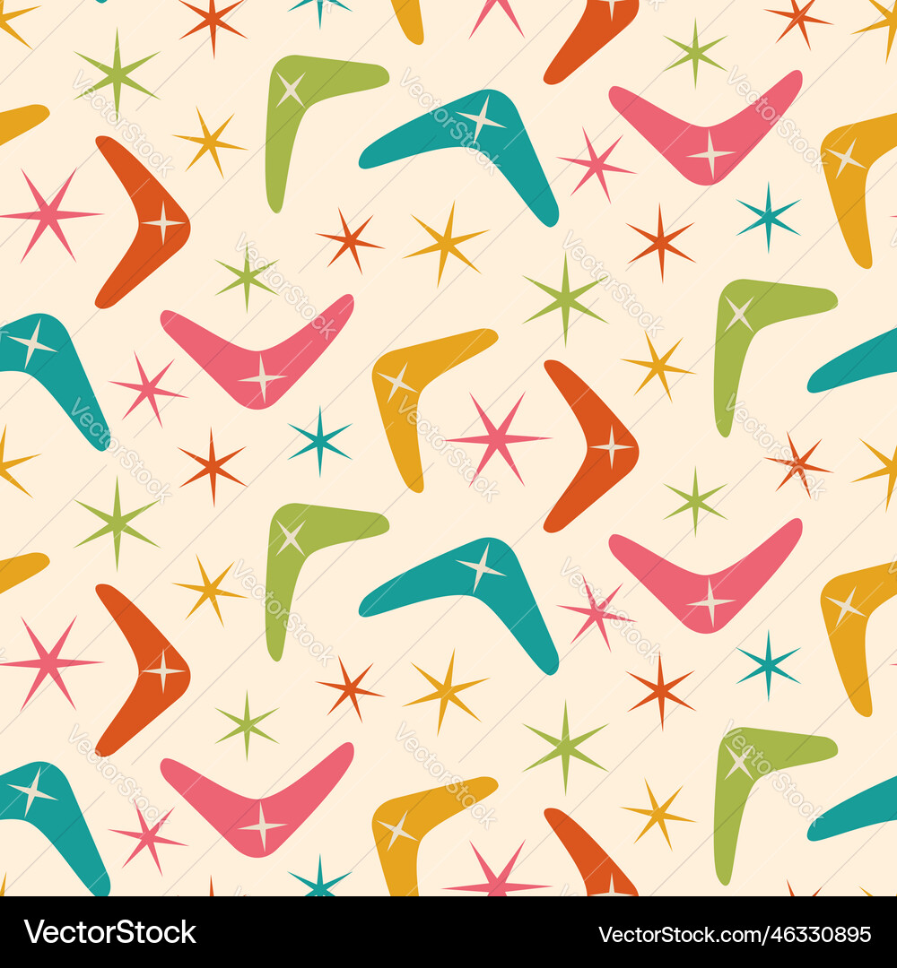 Retro Boomerang Pattern with Stars Royalty Free Vector Image