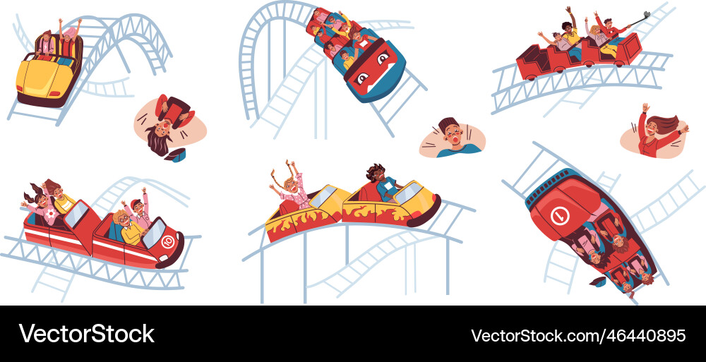 Roller coaster ride compositions Royalty Free Vector Image