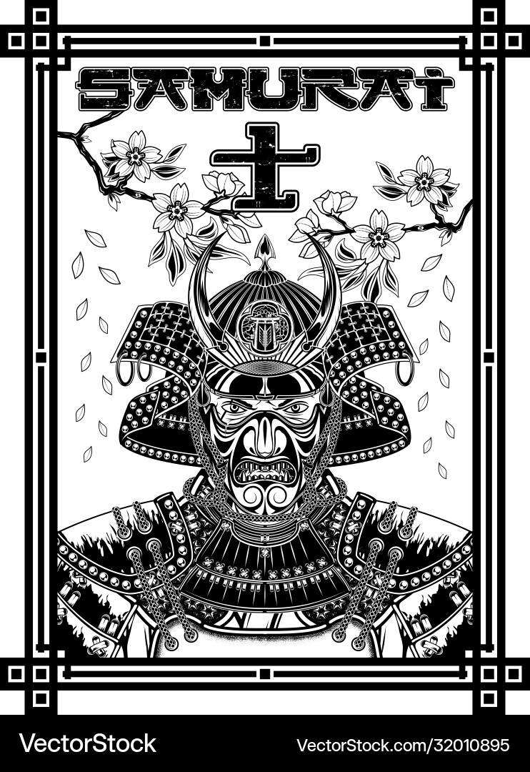 Samurai sakura 0002 Royalty Free Vector Image - VectorStock