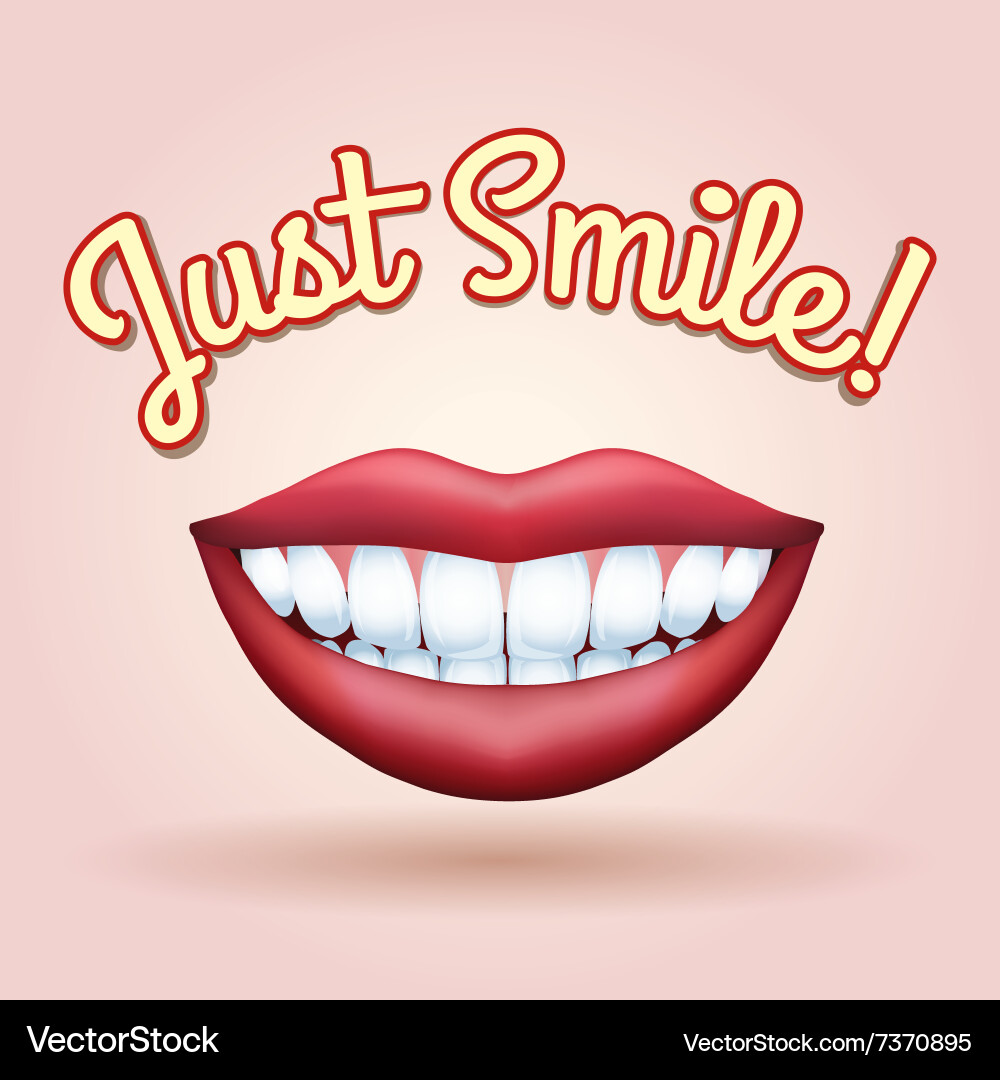 Smiling Mouth with 'Just Smile' Text Royalty Free Vector