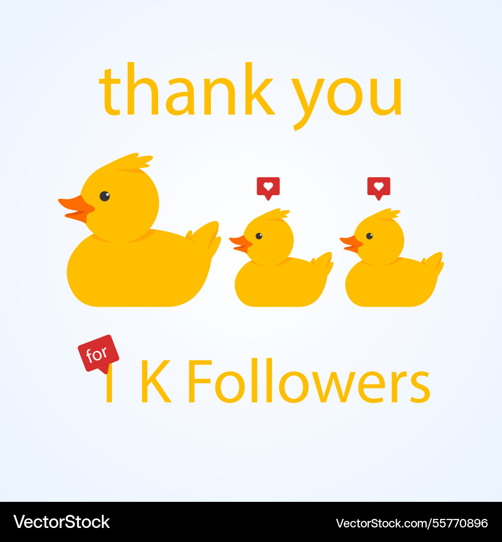 1k follower background with ducklings Royalty Free Vector