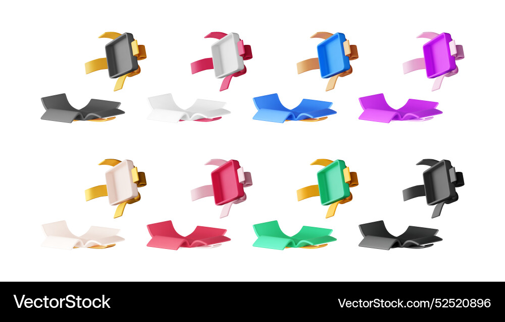 3d open gift box set Royalty Free Vector Image