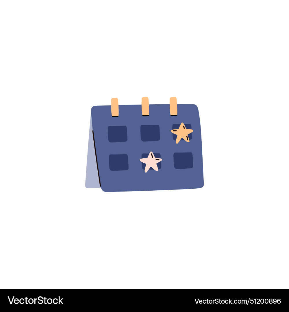 Calendar marked notice stars reminder day Vector Image