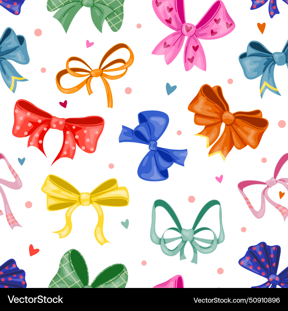 Decorative ribbons and bows seamless pattern gift Vector Image