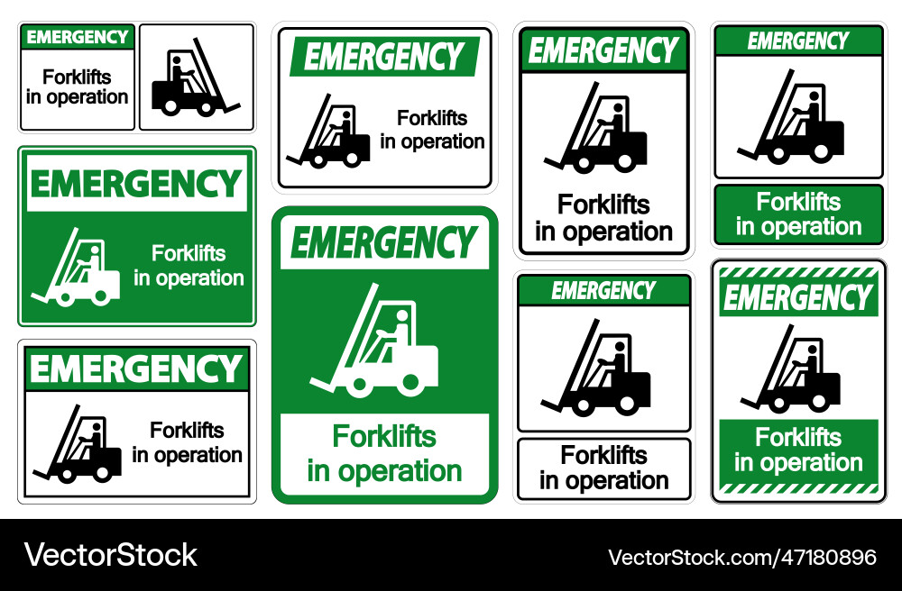 Emergency forklifts in operation symbol sign Vector Image