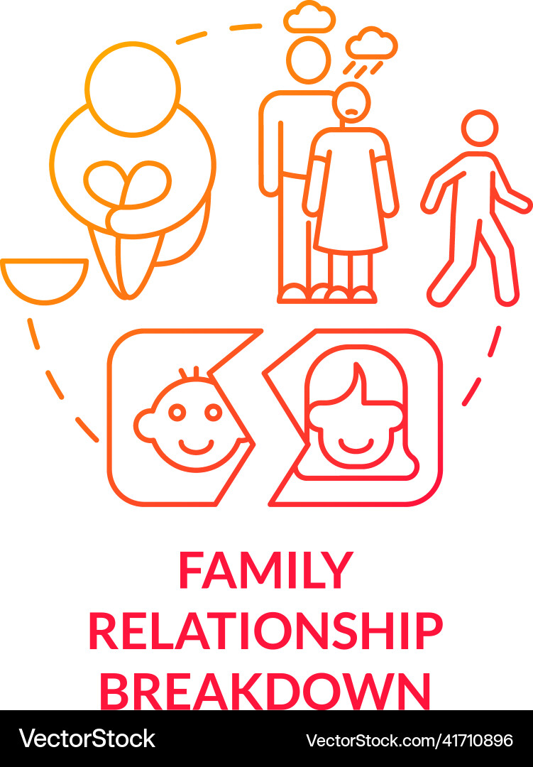 Family relationship breakdown red gradient Vector Image