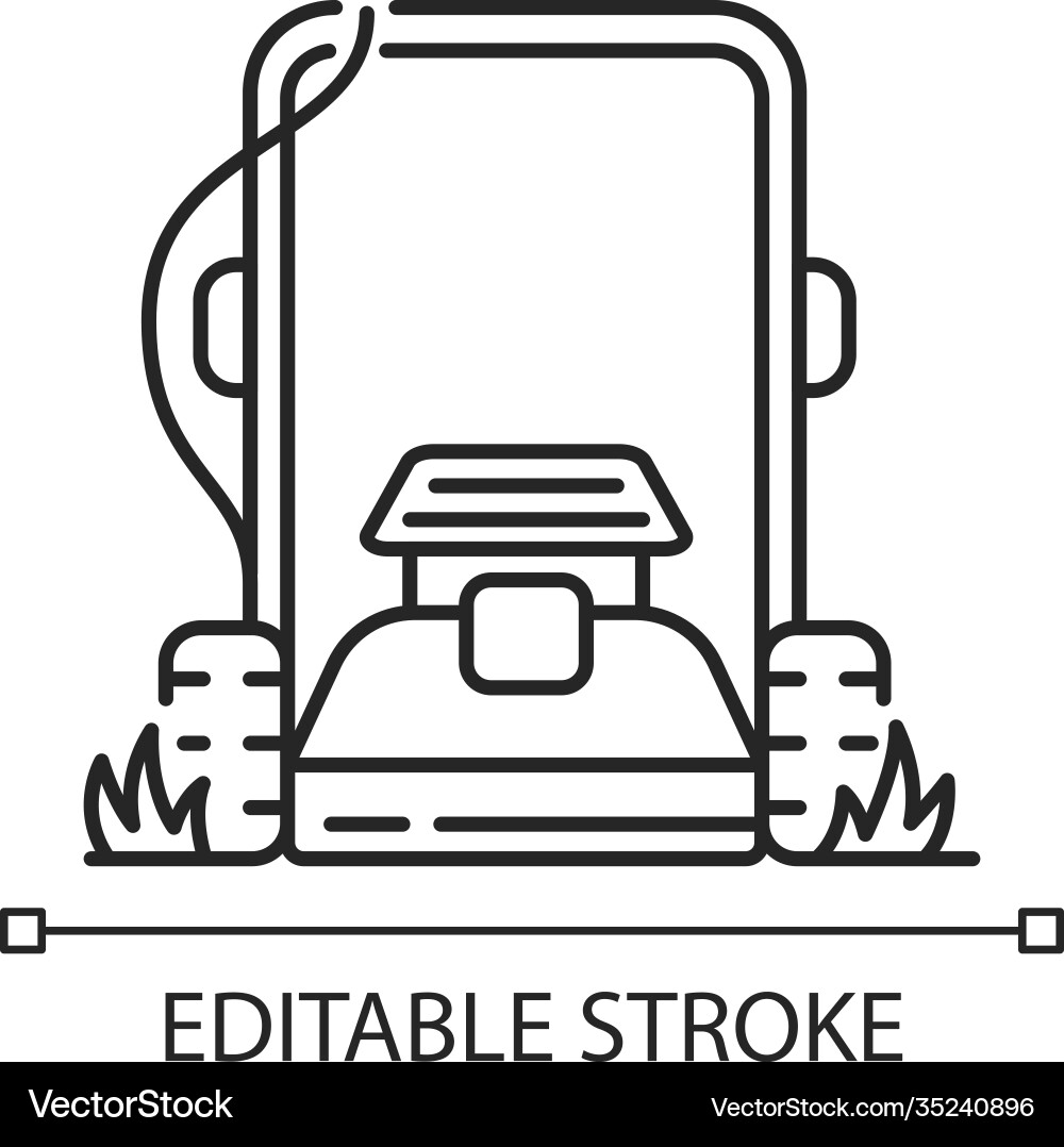 Lawn mowing linear icon Royalty Free Vector Image