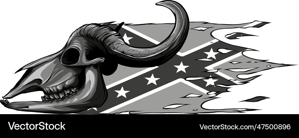 Monochromatic of buffalo skull Royalty Free Vector Image