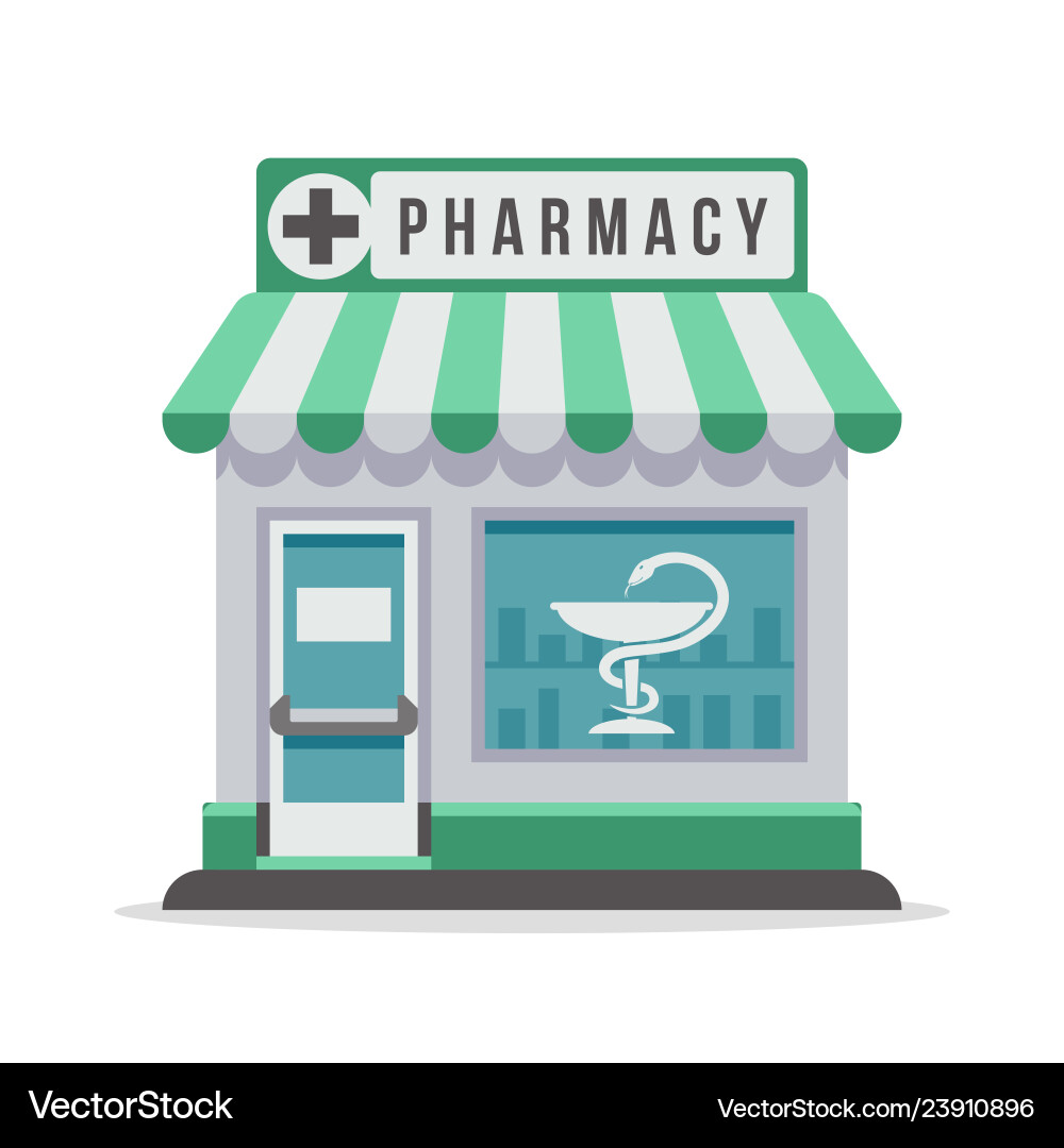 Pharmacy city building exterior front view Vector Image