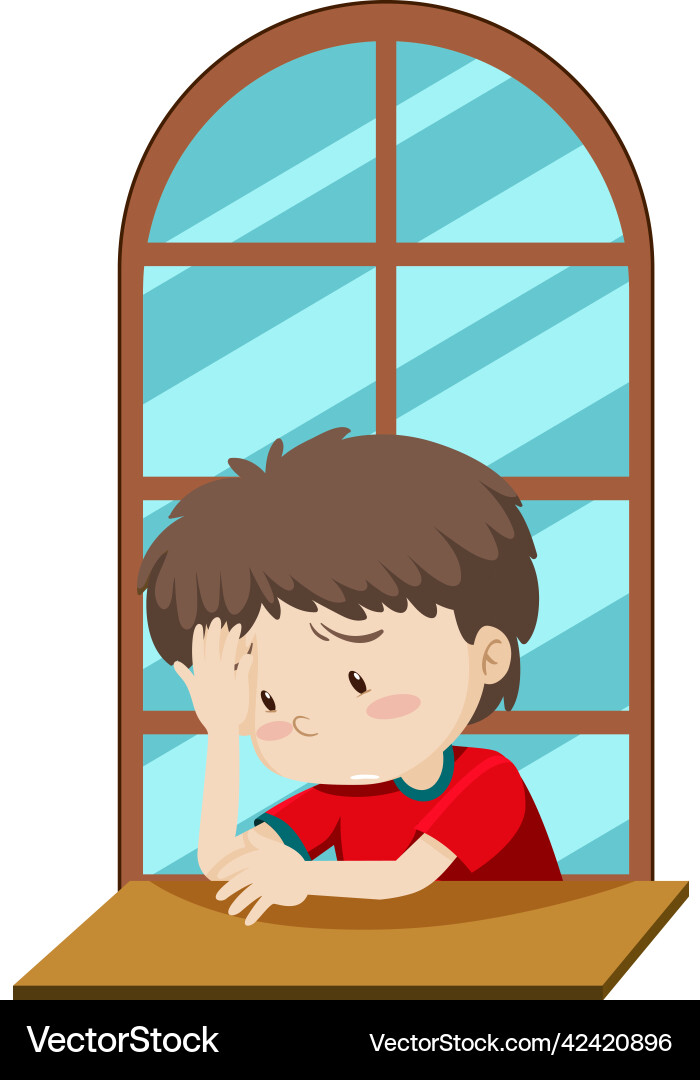 Sad boy simple cartoon character Royalty Free Vector Image