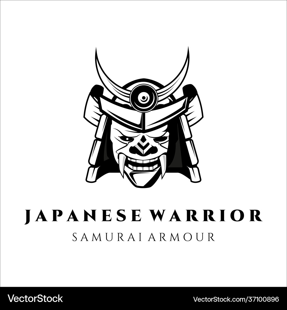 Samurai Mask & Helmet Logo Royalty Free Vector Image