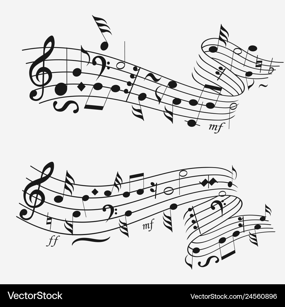 Sound wave with musical notation note sheet Vector Image