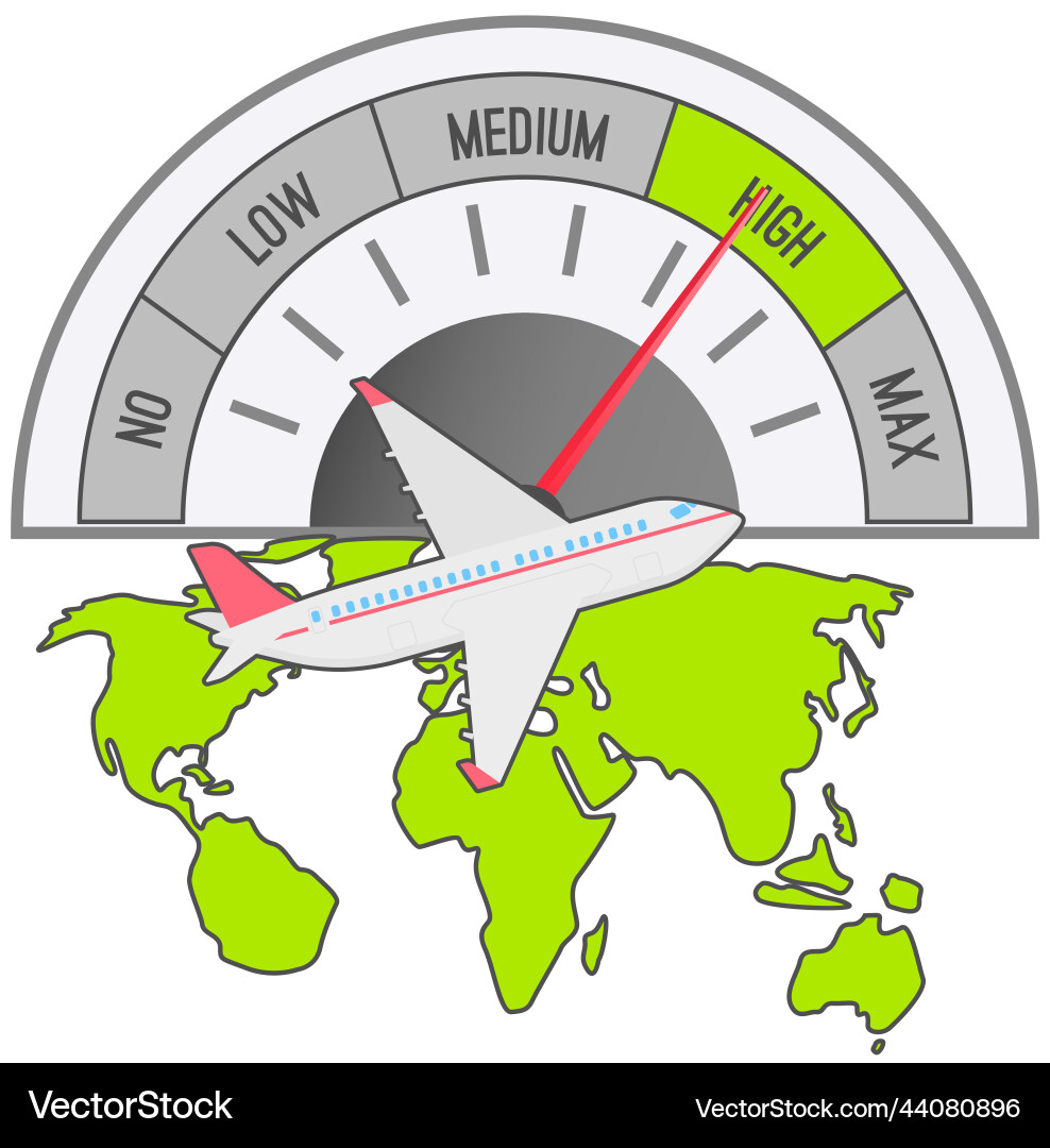 Speedometer and plane in sky tachometer Royalty Free Vector