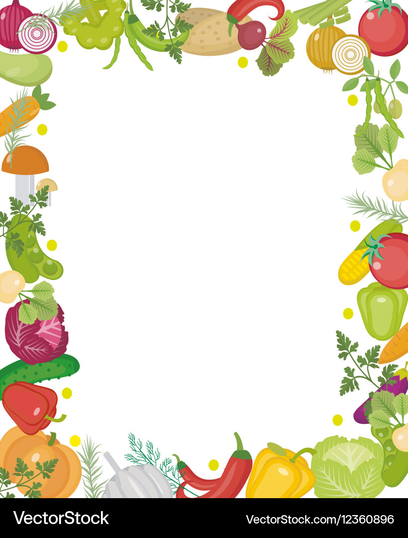 Vegetables square frame with place for text flat Vector Image