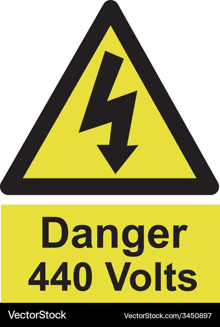 Danger 440 volts safety sign Royalty Free Vector Image