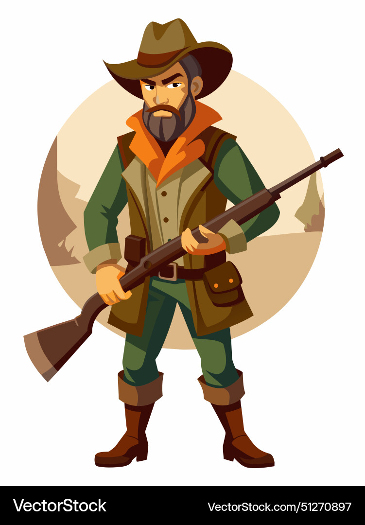 Hunter with rifle and suitable clothing Royalty Free Vector