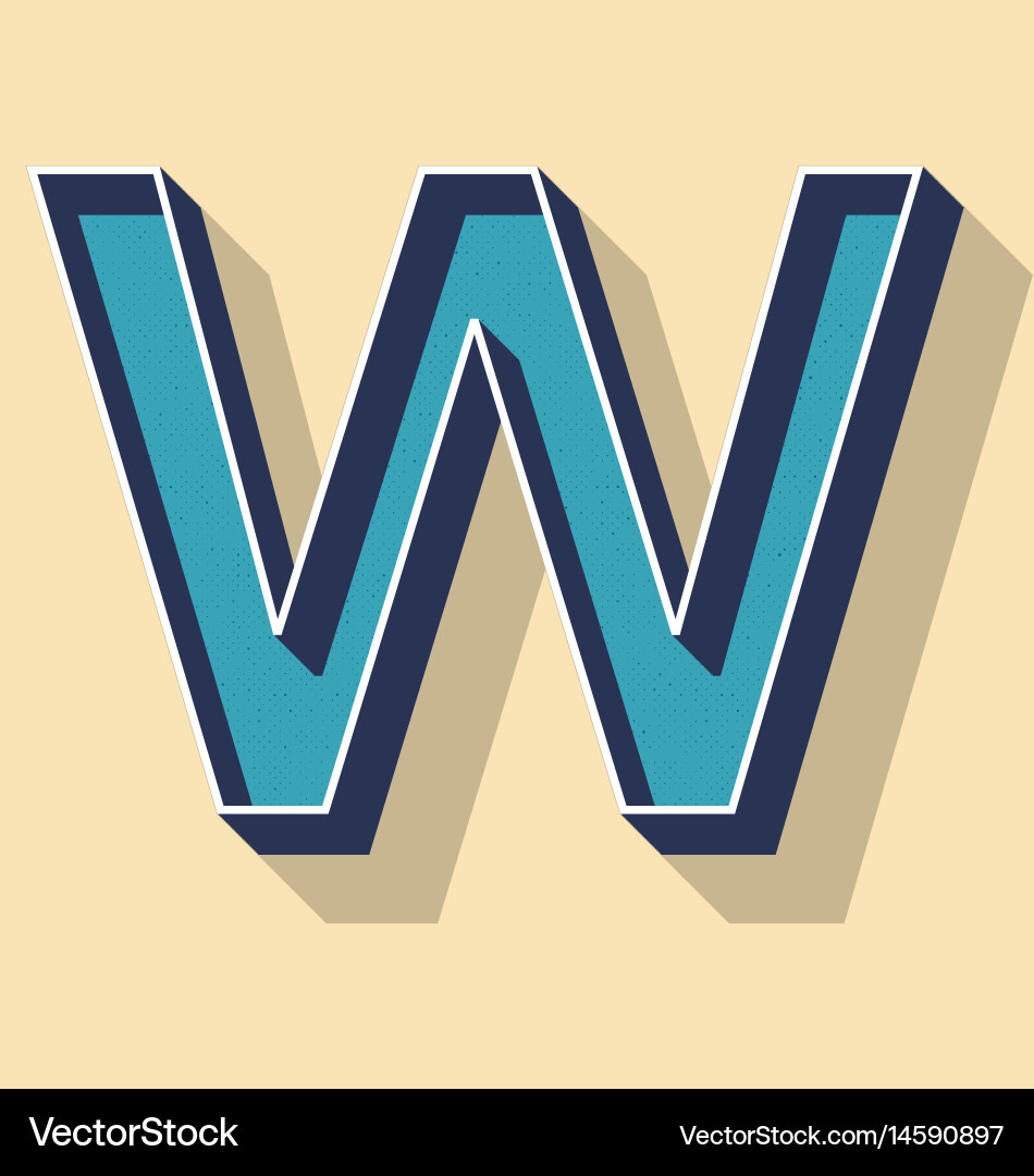 Letter w retro text style fonts concept Royalty Free Vector