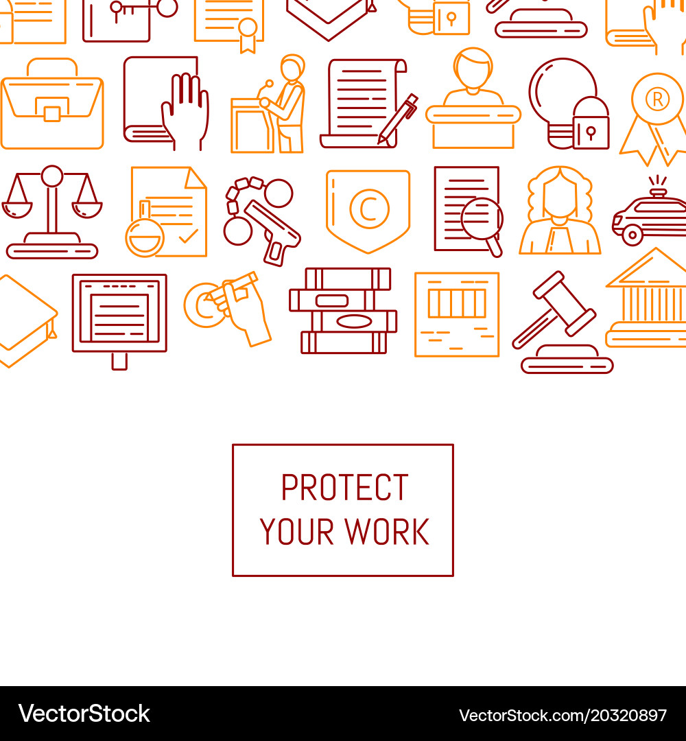 Linear style copyright elements Royalty Free Vector Image