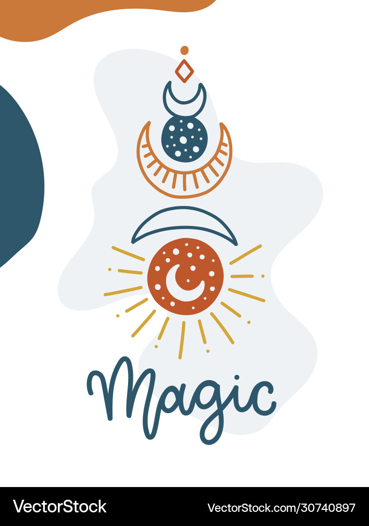 Magical card with lettering Royalty Free Vector Image