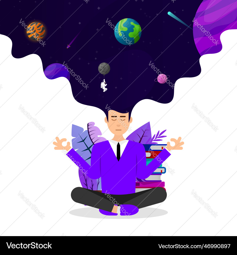 Mindfulness meditation concept man sitting Vector Image