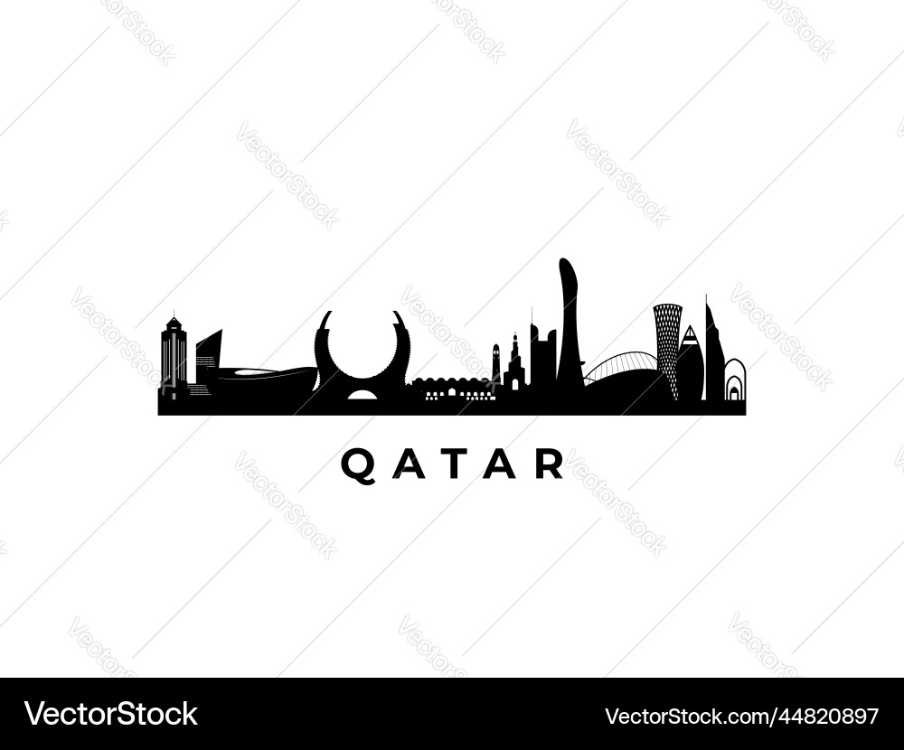 Qatar skyline travel famous landmarks Royalty Free Vector