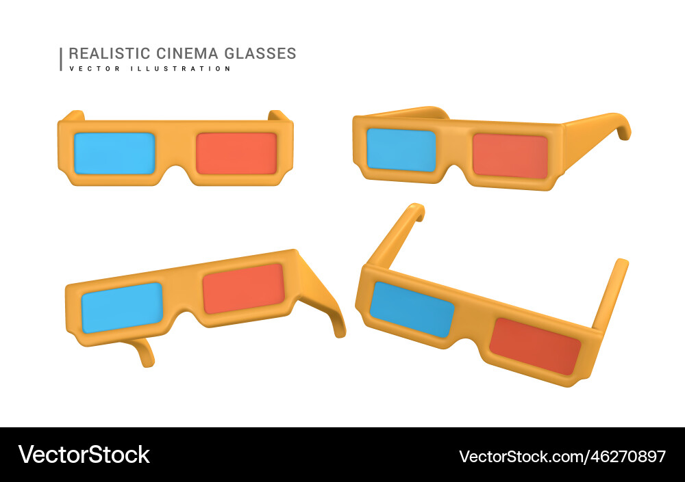 Realistic blue-red 3d stereo glasses for watching Vector Image