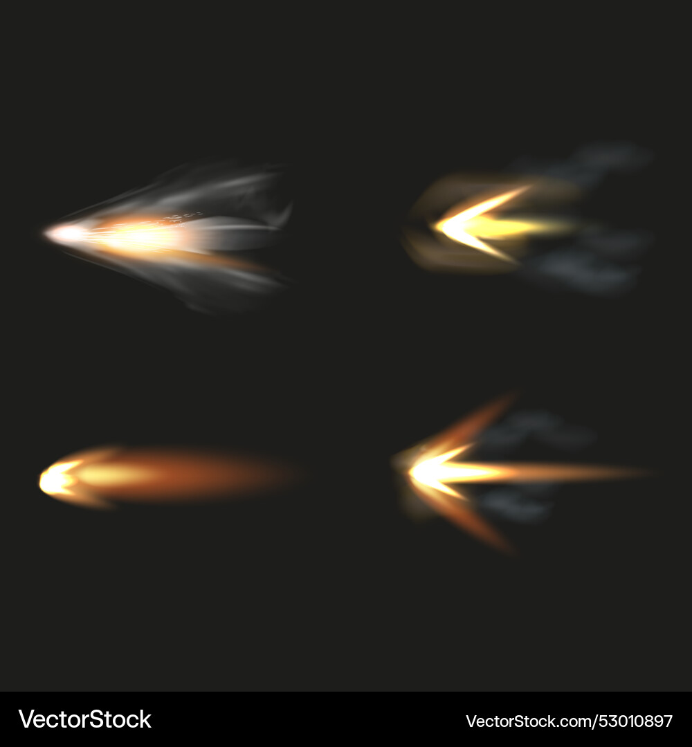 Realistic gun shot collection shotgun with fire Vector Image