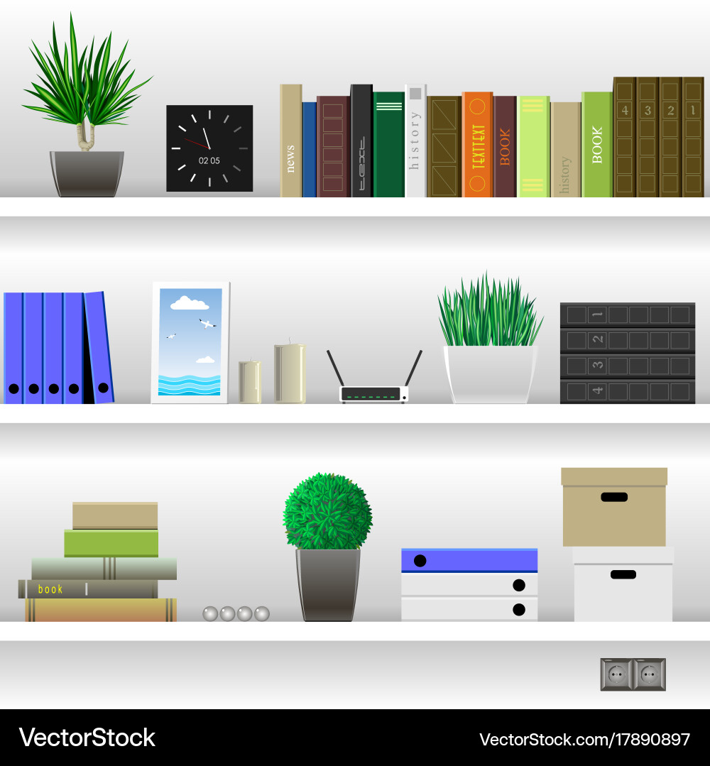 Shelves office and cabinet Royalty Free Vector Image