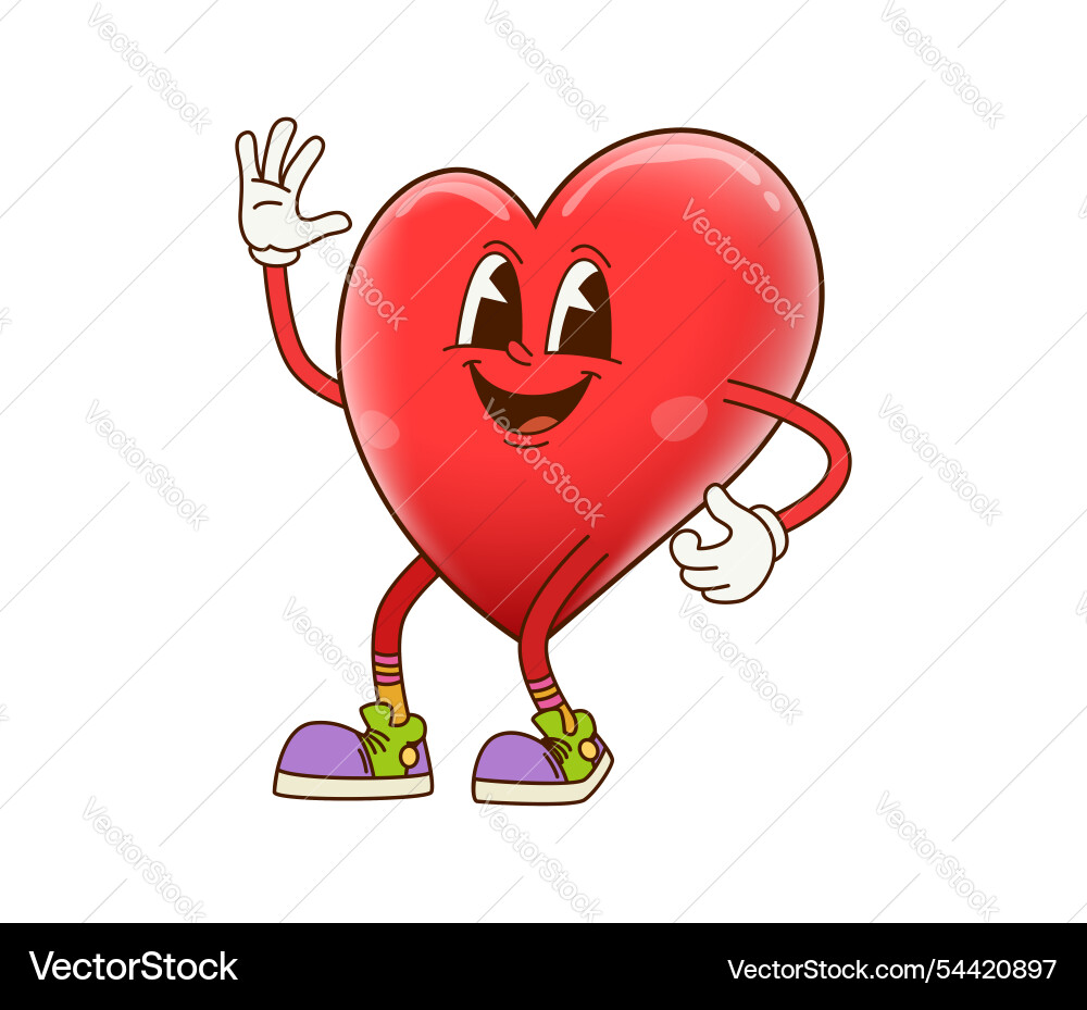 Waving Heart Emoji Character Royalty Free Vector Image
