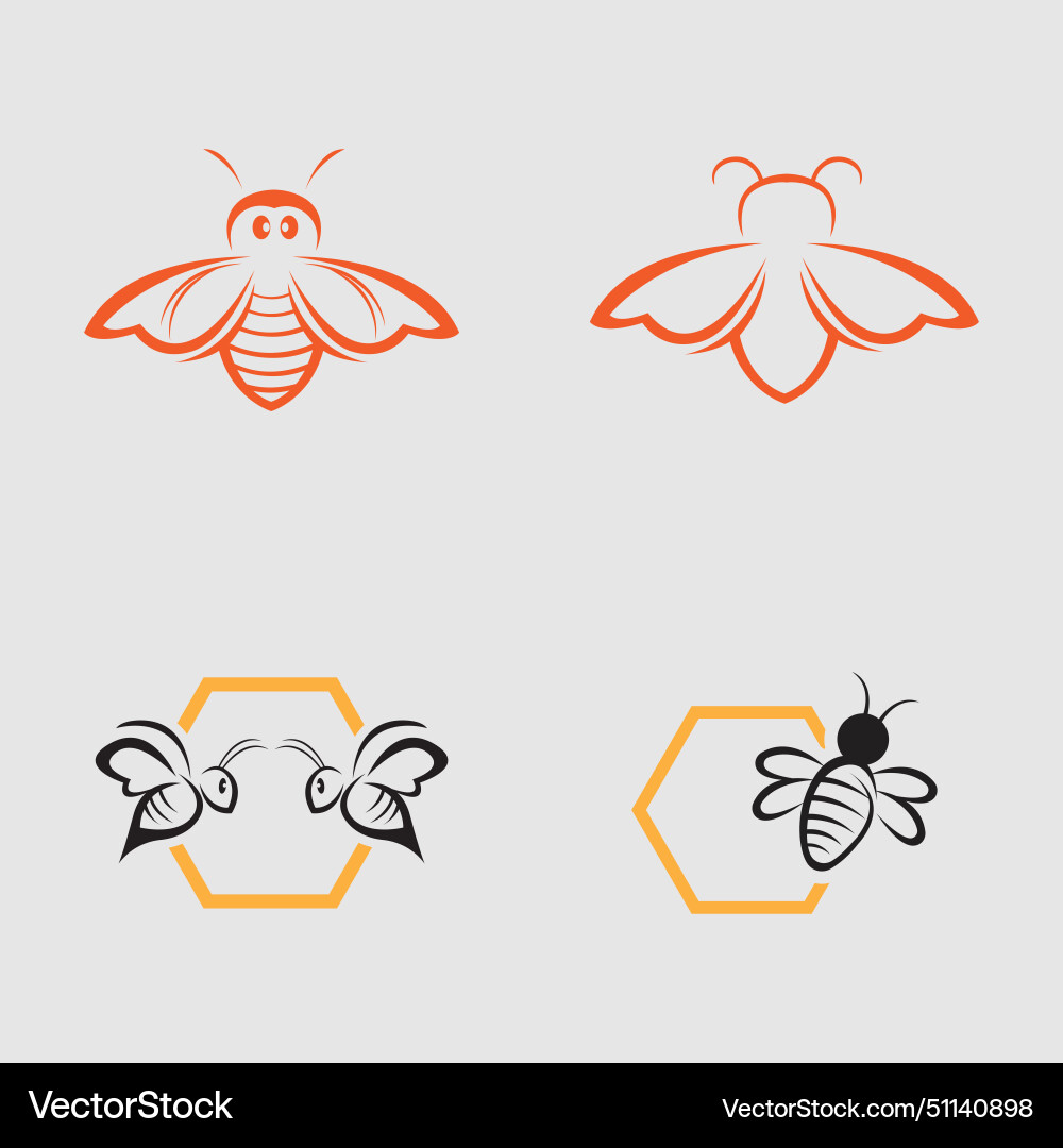 Bee logo and icon design Royalty Free Vector Image