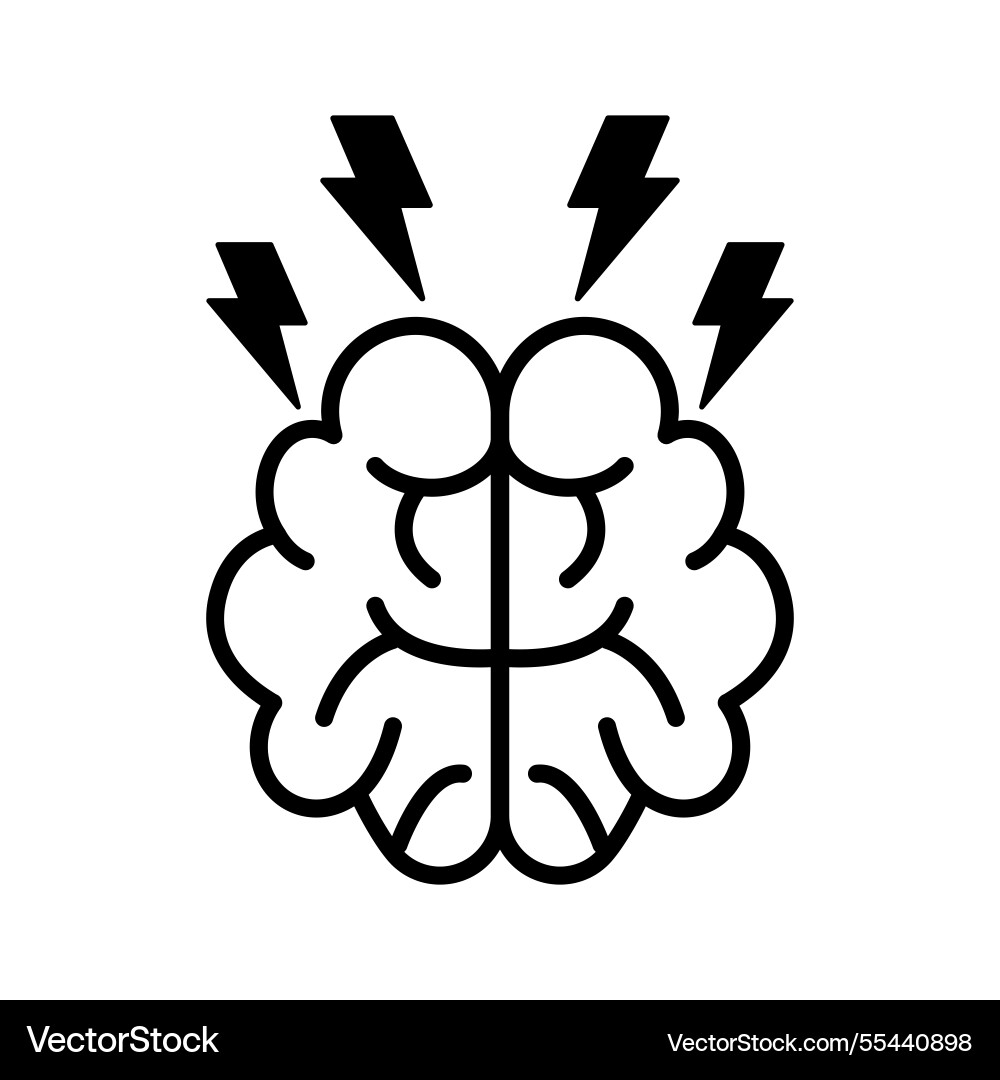 Brain with lightning bolt Royalty Free Vector Image
