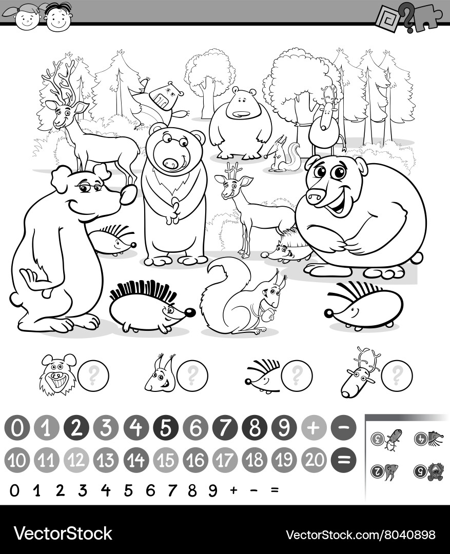 Counting animals coloring book Royalty Free Vector Image