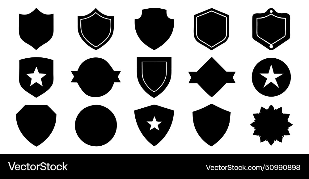Excellent lovely shield badges art set Royalty Free Vector