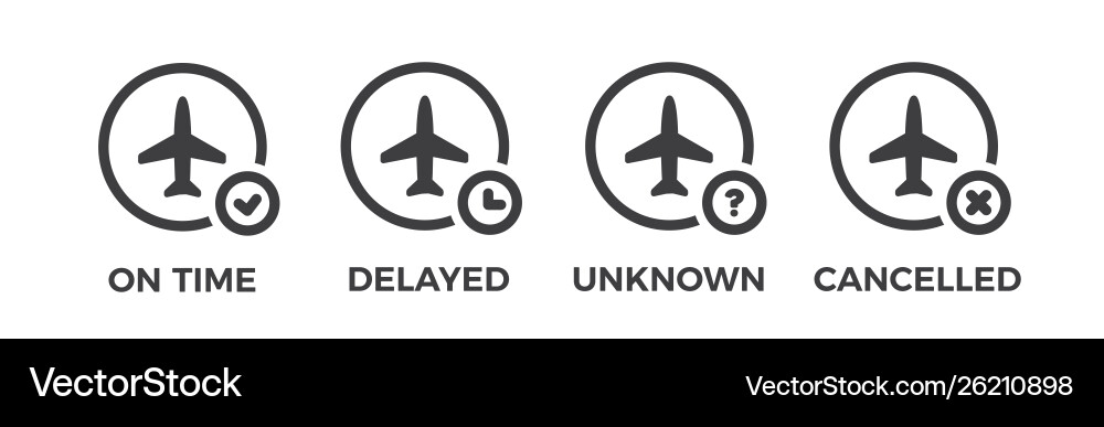 Flight status icons airport information - on time Vector Image