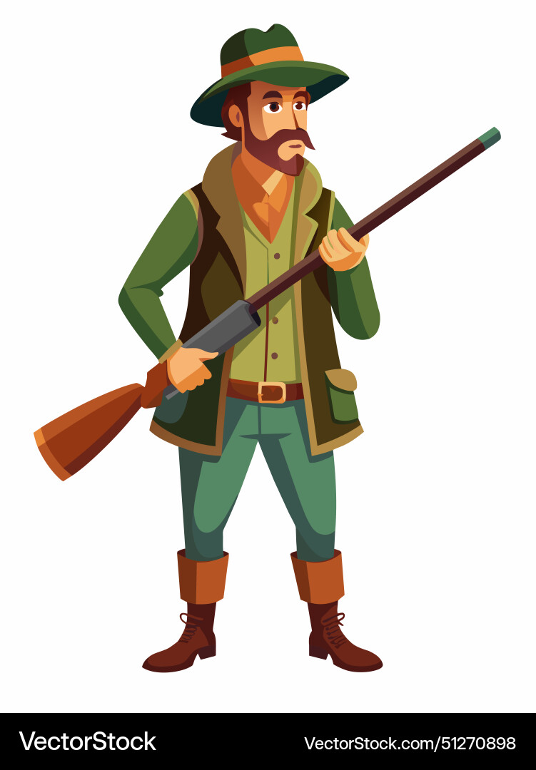 Hunter with rifle and suitable clothing Royalty Free Vector