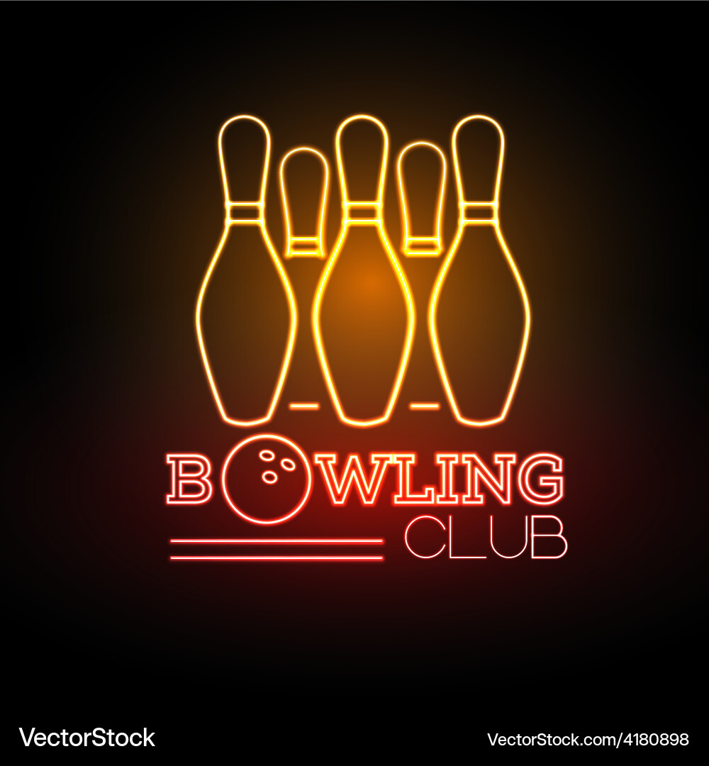 Neon Bowling Club Sign Royalty Free Vector Image