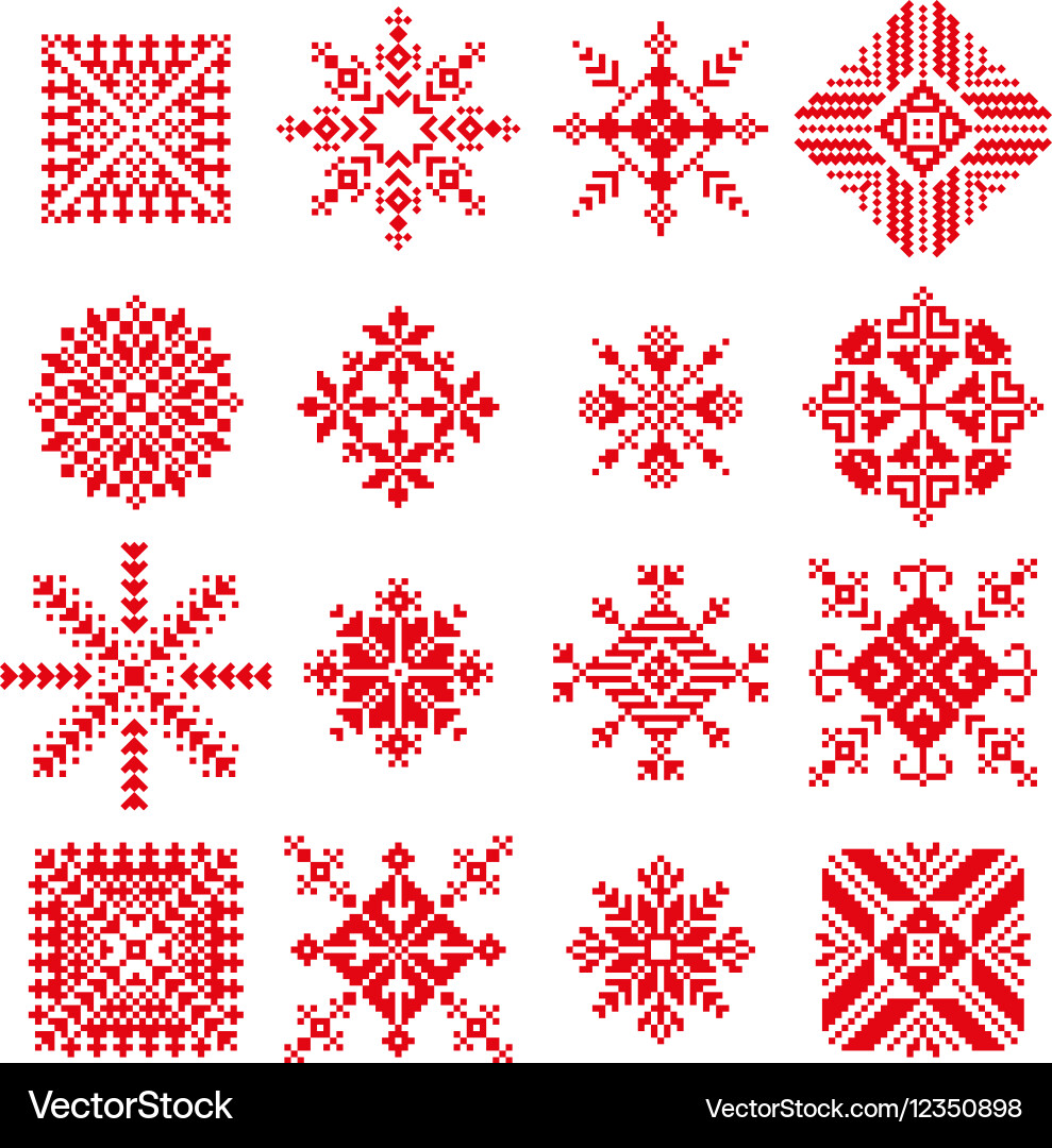 Snowflake in embroidery russian style Royalty Free Vector