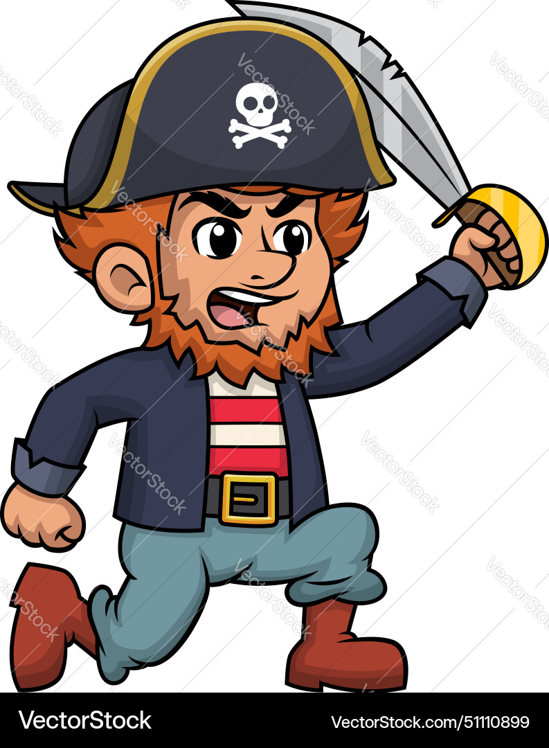 Angry pirate charging cartoon clip art Royalty Free Vector