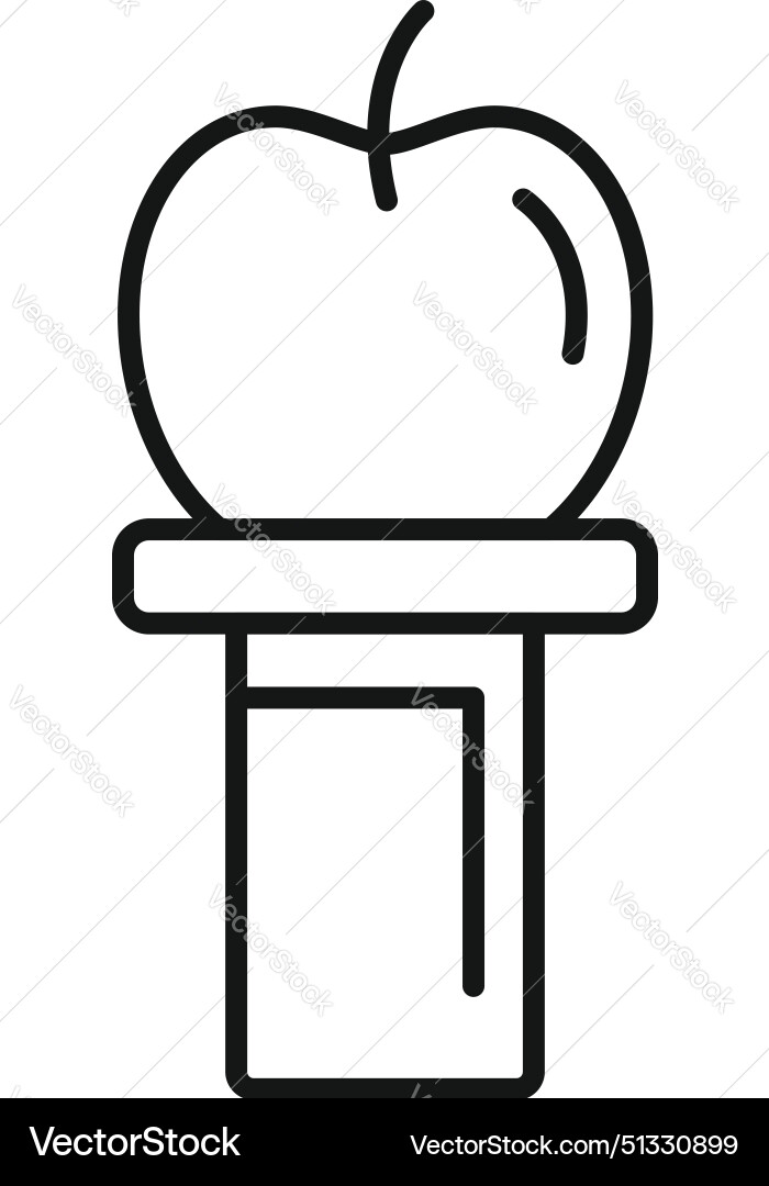 Apple on podium line art Royalty Free Vector Image