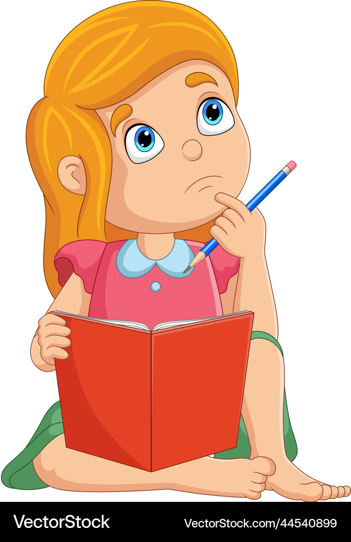 Little Girl Thinking Clipart