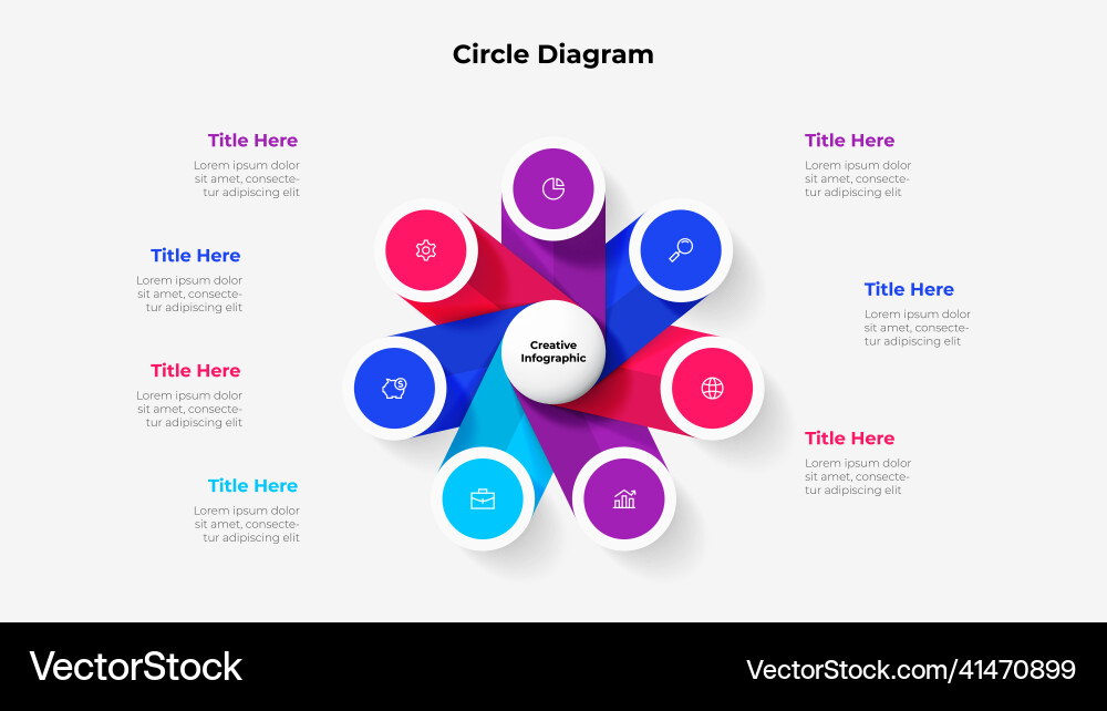 Central circle with seven small circles around Vector Image