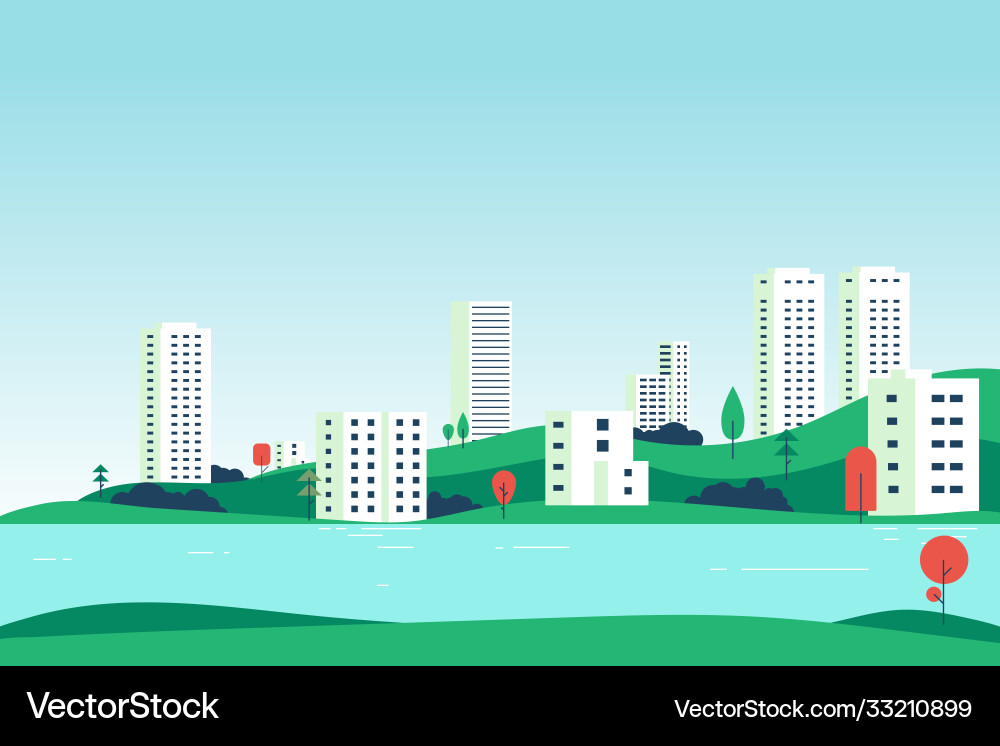 City and landscape Royalty Free Vector Image - VectorStock