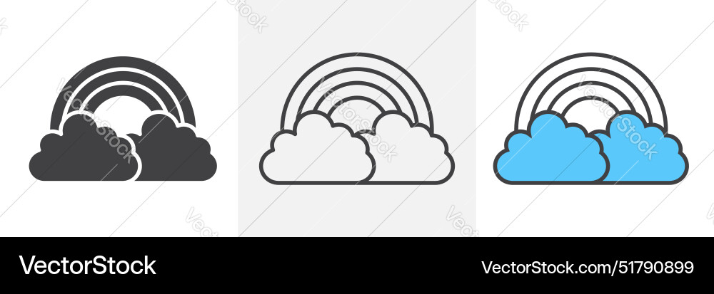 Cloud rainbow icon set symbol in black Royalty Free Vector