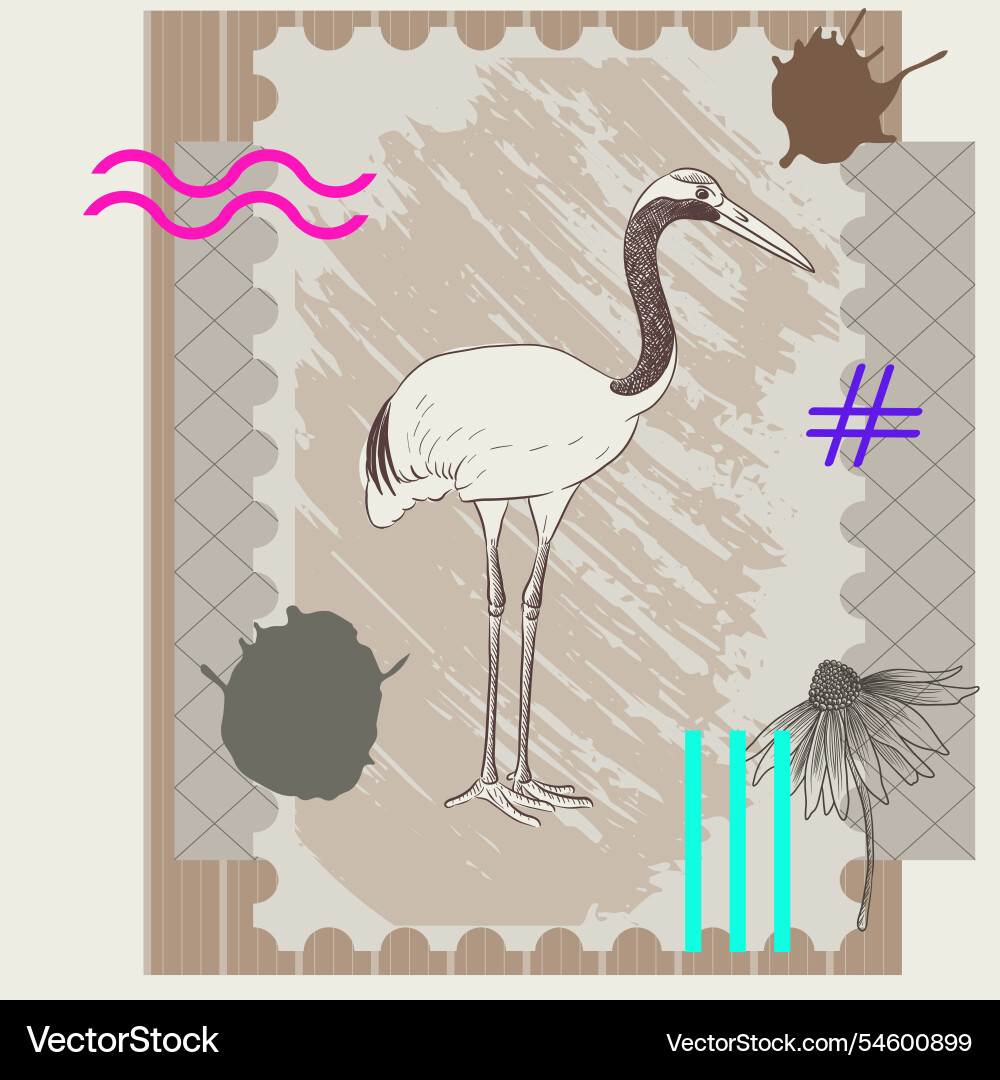 Collage with bird Royalty Free Vector Image - VectorStock