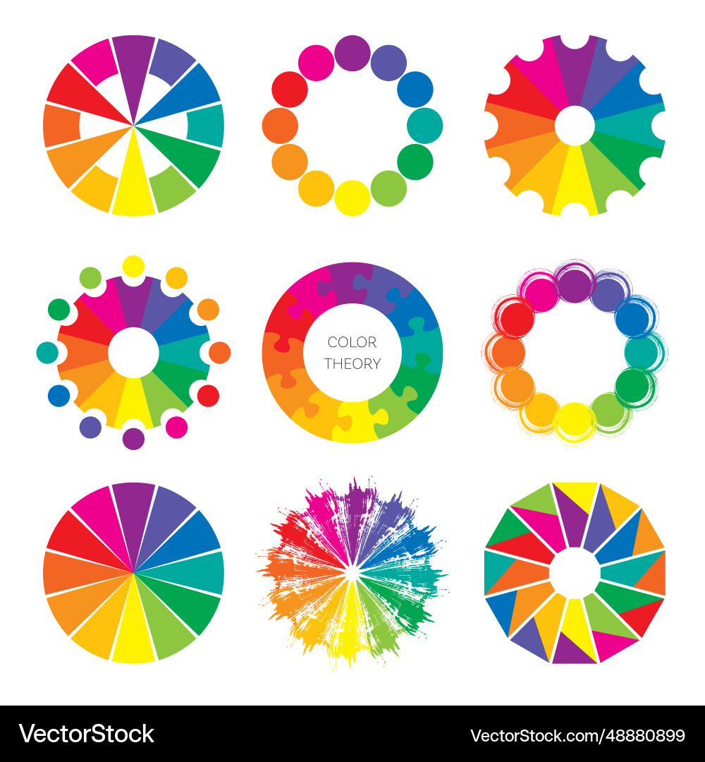 Color wheel theory with twelve colors Royalty Free Vector
