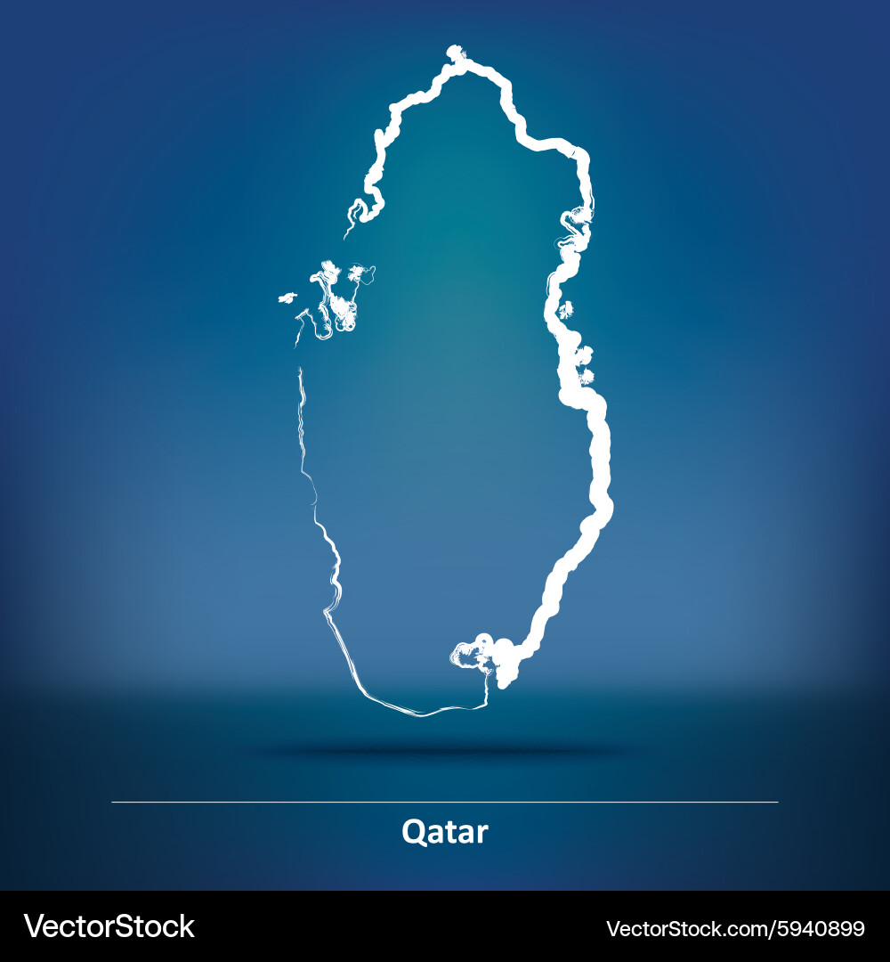 Doodle map of qatar Royalty Free Vector Image - VectorStock